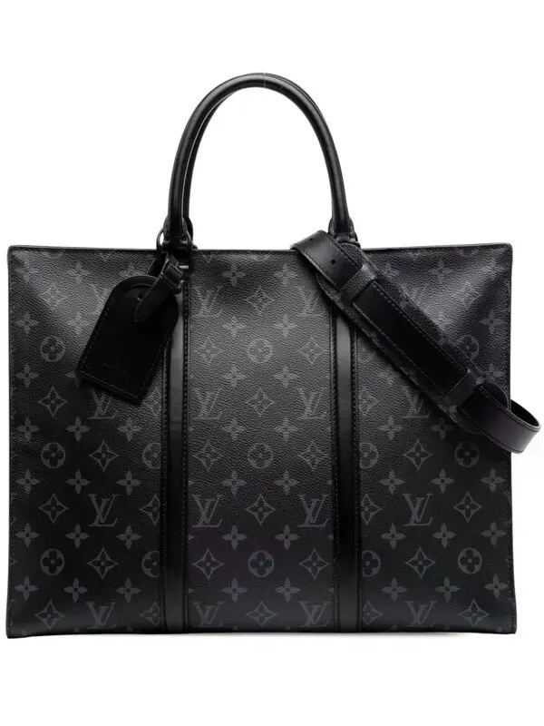 LOUIS VUITTON 2021-2026 Monogram Eclipse Sac Plat Horizontal Zipper Satchel