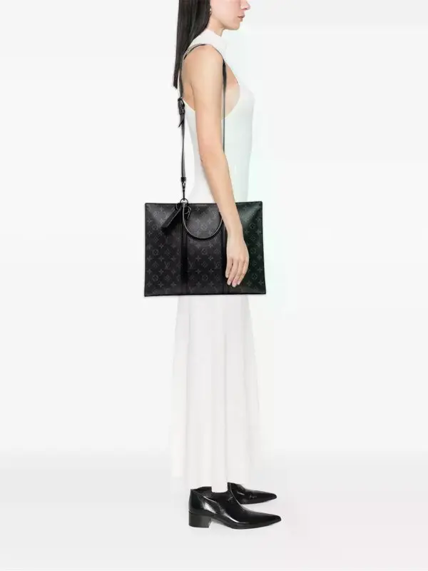 LOUIS VUITTON 2021-2026 Monogram Eclipse Sac Plat Horizontal Zipper Satchel