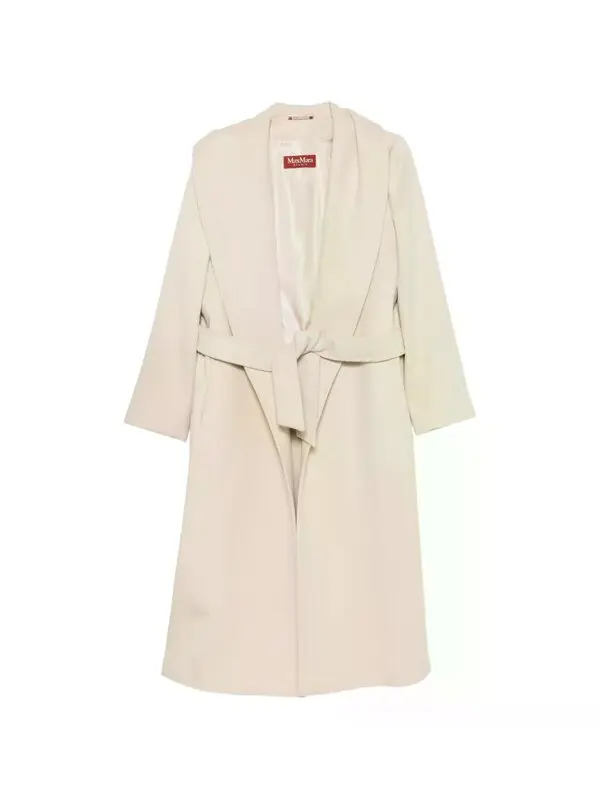 Max Mara Belted Virgin Wool Coat - Neutrals