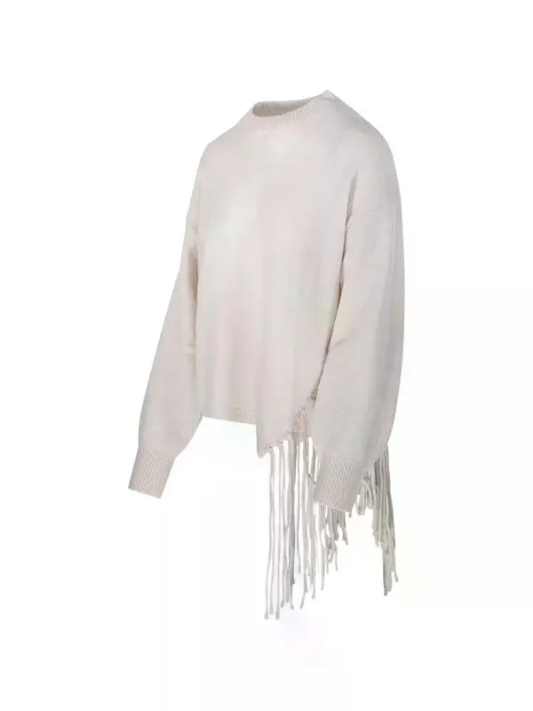 OSCAR THE COLLECTION Fringe-trim Asymmetric Sweater