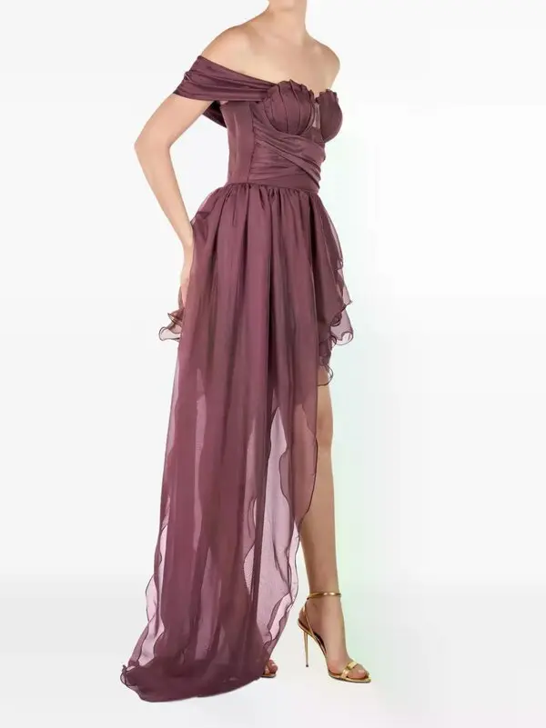 ANDREEA VENECIUC Mauve Elisee Asymmetric Ruffled Mini Dress