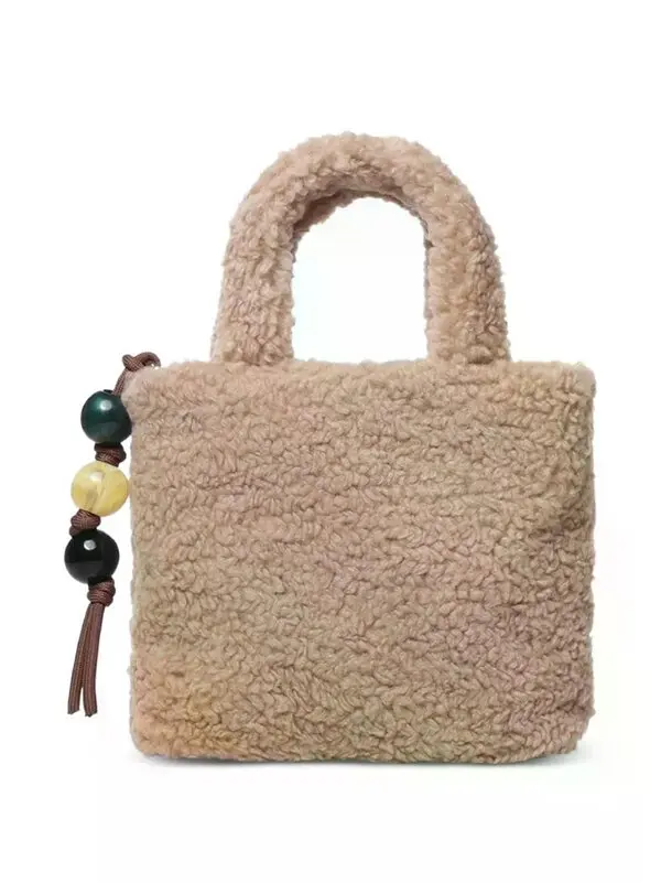 V°73 Ski Glam Teddy-effect Embroidered Shoulder Bag - Neutrals