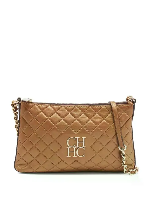Carolina Herrera Quilted Embossed Shoulder Bag - Brown