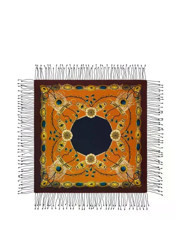 Etro Silk Scarf With Fringing And Jewel Motif