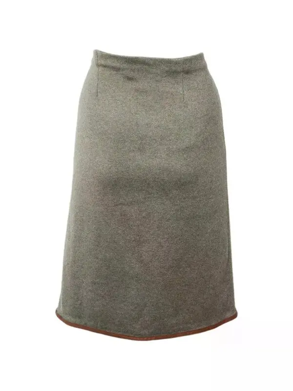Ralph Lauren Knit Leather-trim Wrap Skirt