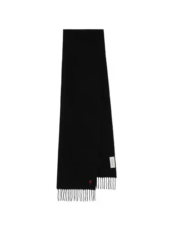 AMI Paris De Coeur Fringed Scarf