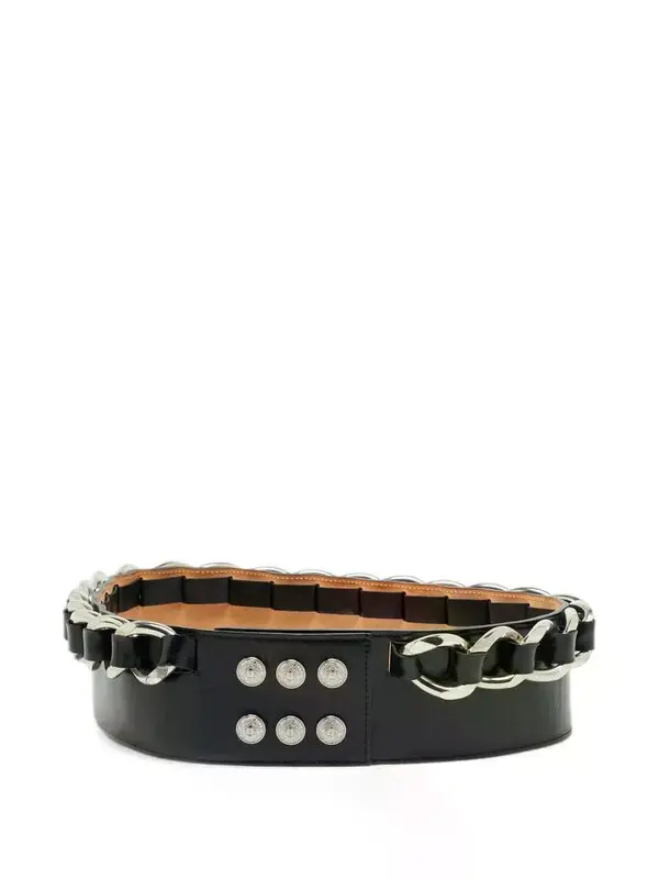 Balmain Chain-embellished Leather Belt