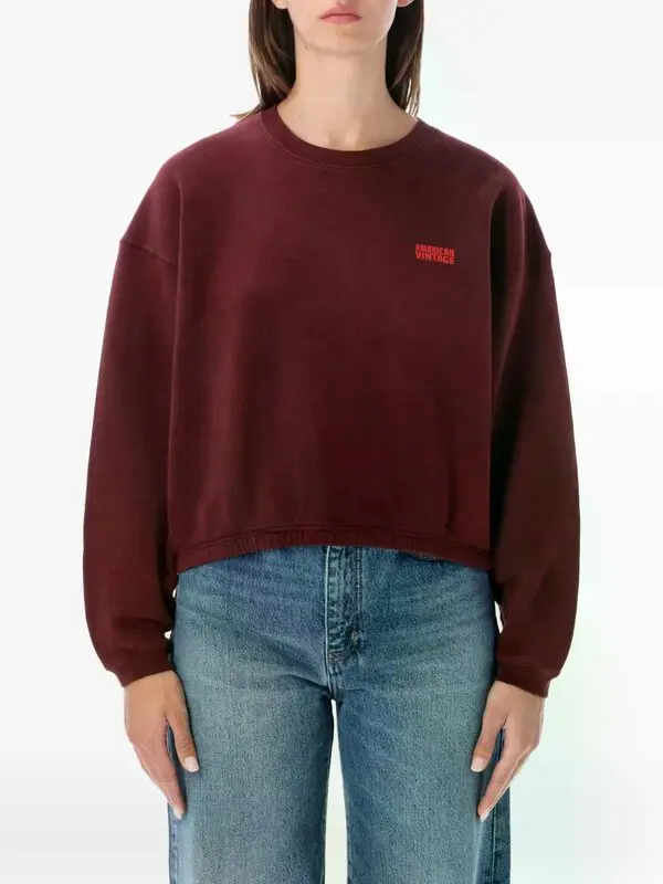 American Vintage Izubird Logo-print Cropped Sweatshirt - Red
