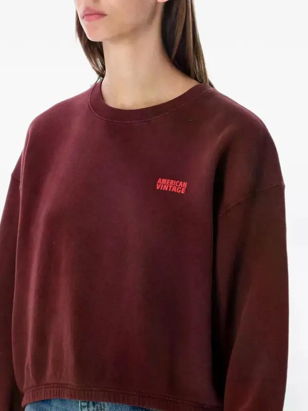 American Vintage Izubird Logo-print Cropped Sweatshirt - Red