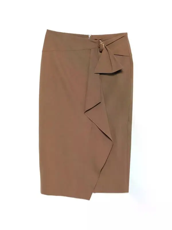 Max Mara Ruffled Buckle-fastening Midi Skirt - Brown
