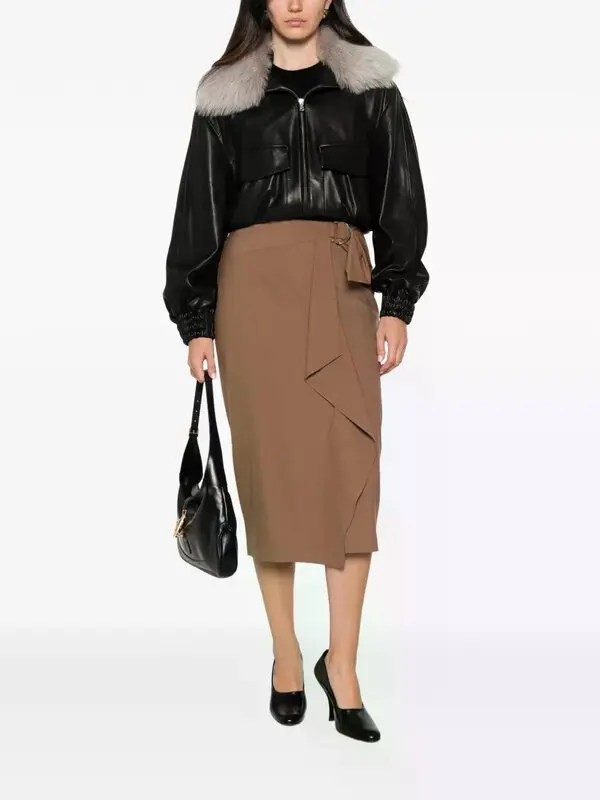 Max Mara Ruffled Buckle-fastening Midi Skirt