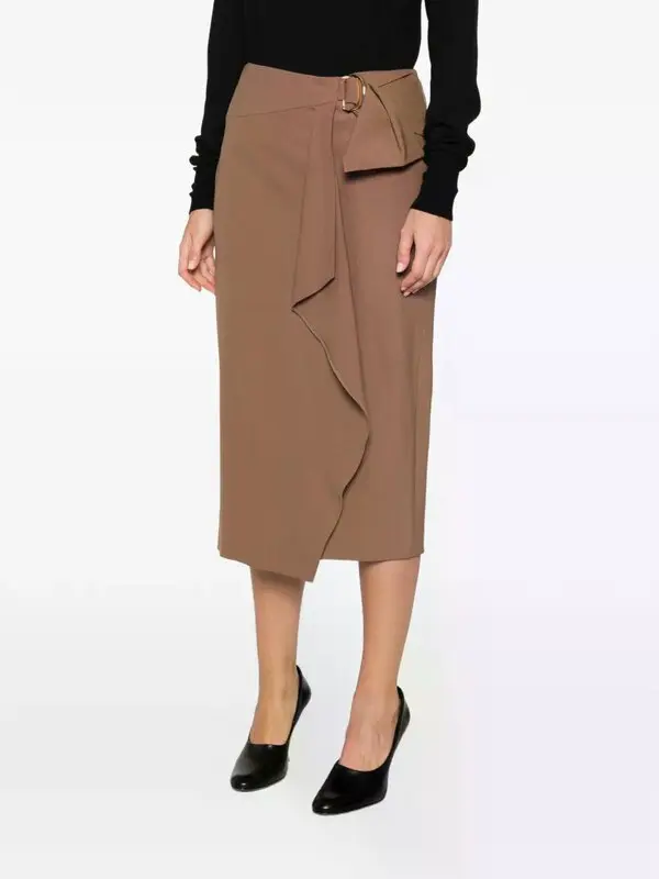 Max Mara Ruffled Buckle-fastening Midi Skirt