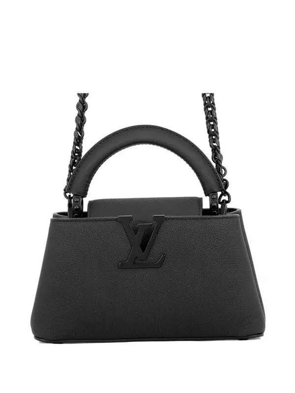 LOUIS VUITTON 2021-2026 Taurillon Mini Capucines East West Satchel - Black