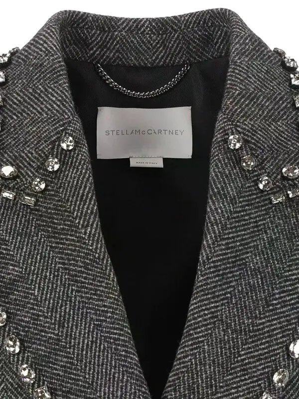 Stella McCartney Crystal-embellished Herringbone Coat - Grey