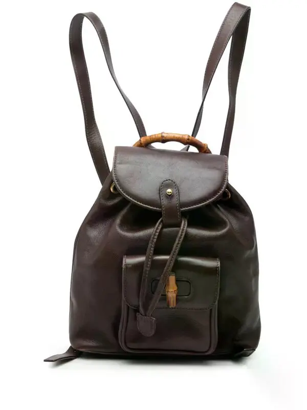 Gucci 20th Century Mini Calfskin Bamboo Drawstring Backpack