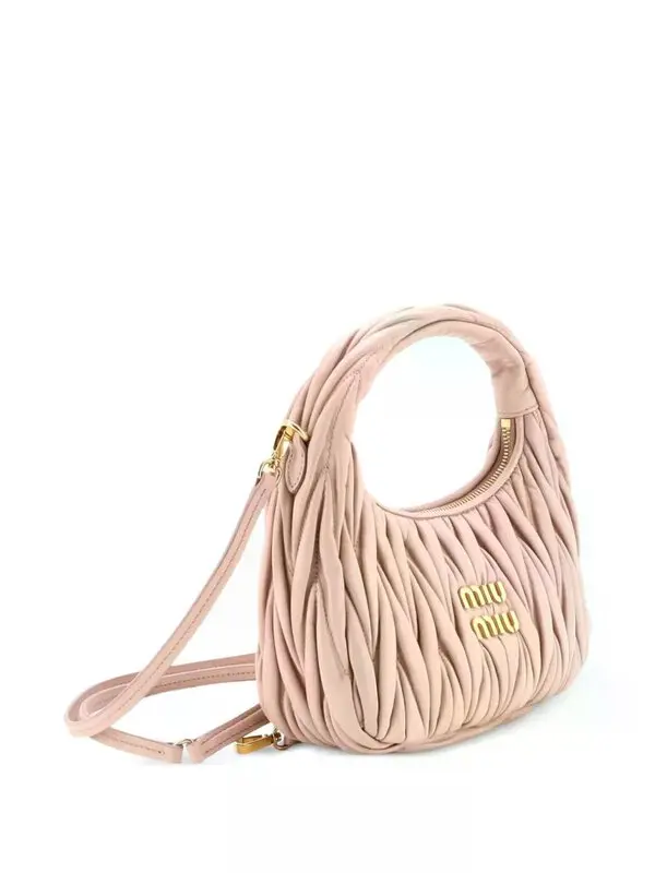 Miu Miu Wander Matelasse Leather Small Hobo Bag - Neutrals