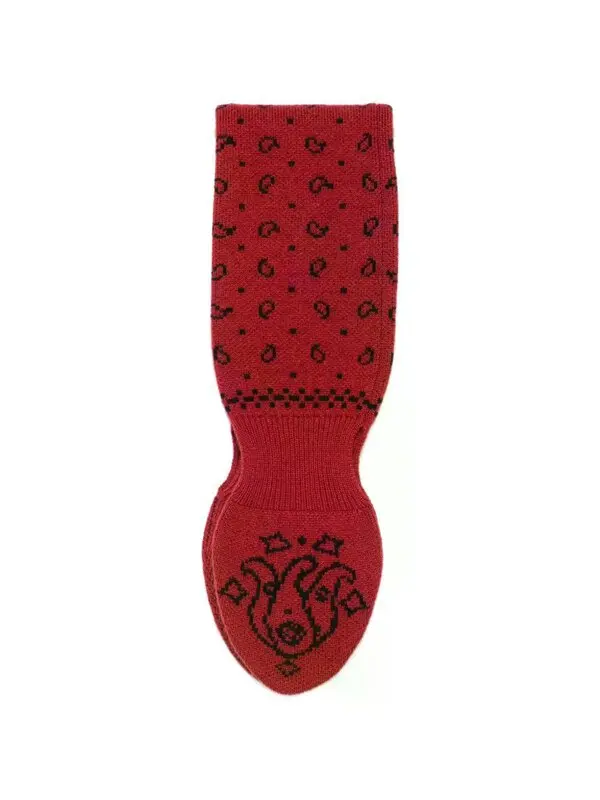Guest In Residence Paisley-print Knitted Bandana Scarf - Red