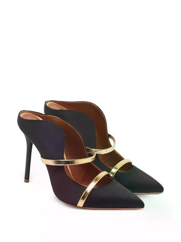 MALONE SOULIERS Maureen Metallic-strap Heeled Mules - Black