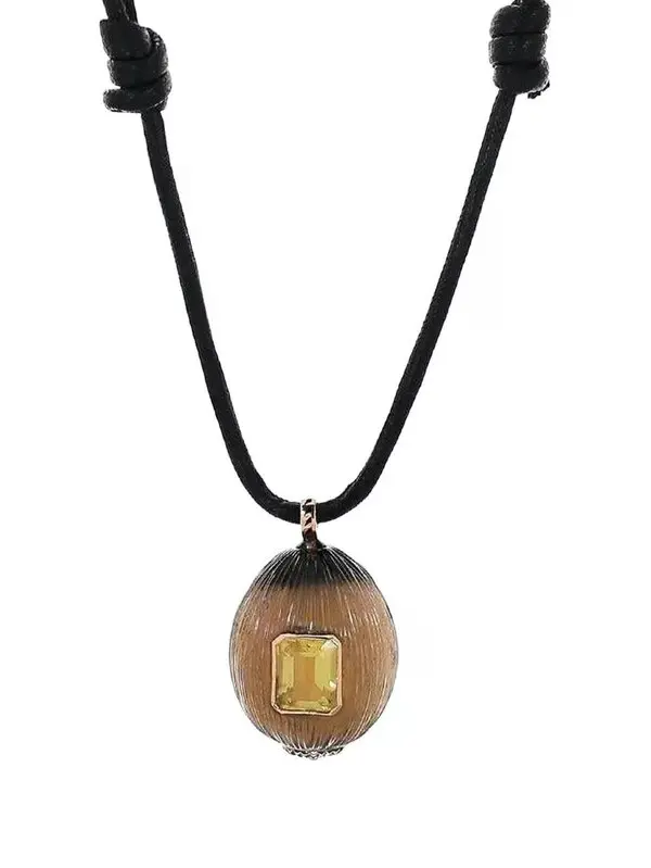 DEZSO Lemon Quartz Shell Necklace