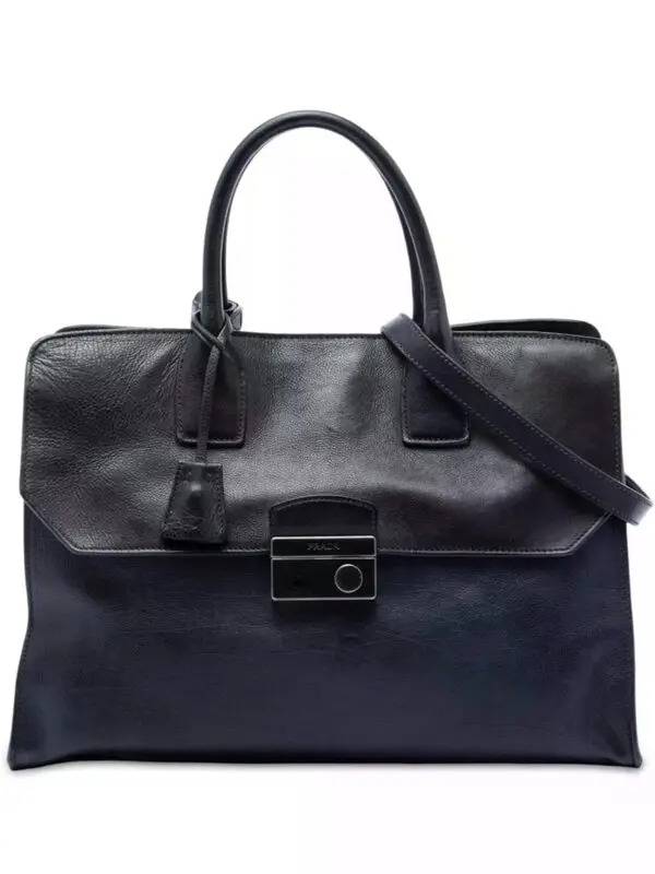 Prada 2010-2026 Glace Calf Sound Lock Top Handle Bag Satchel