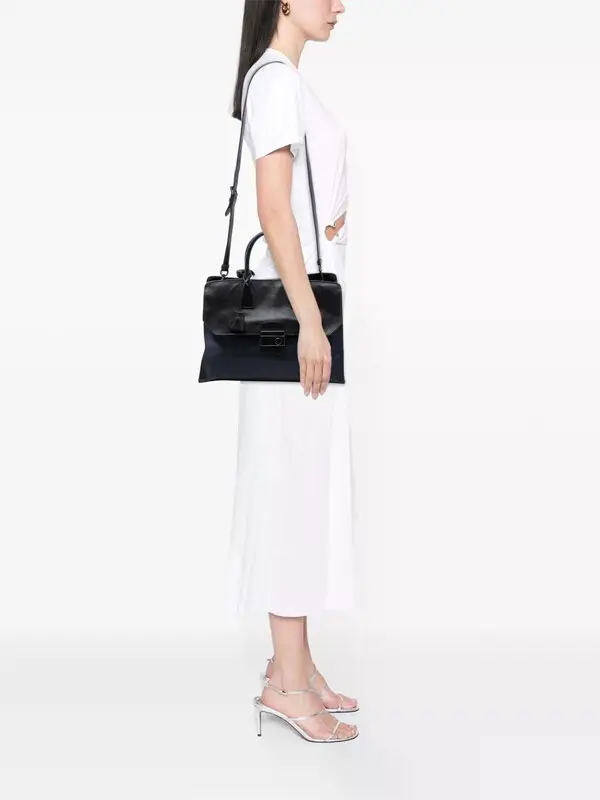 Prada 2010-2026 Glace Calf Sound Lock Top Handle Bag Satchel