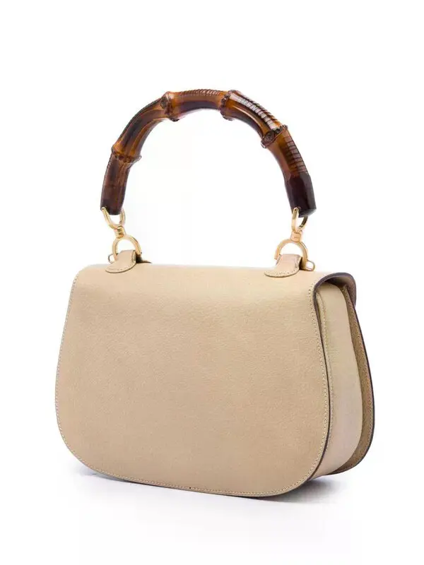 Gucci 20th Century Grained Calfskin Bamboo Night Satchel - Neutrals