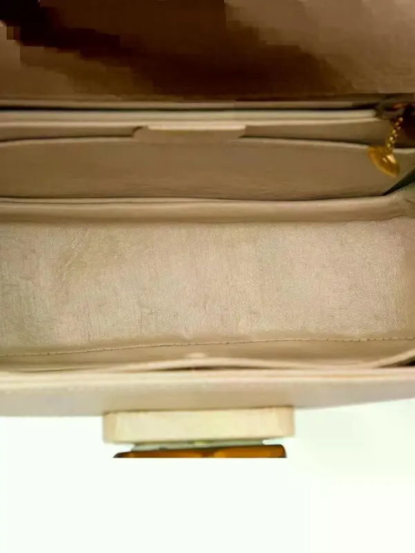 Gucci 20th Century Grained Calfskin Bamboo Night Satchel - Neutrals