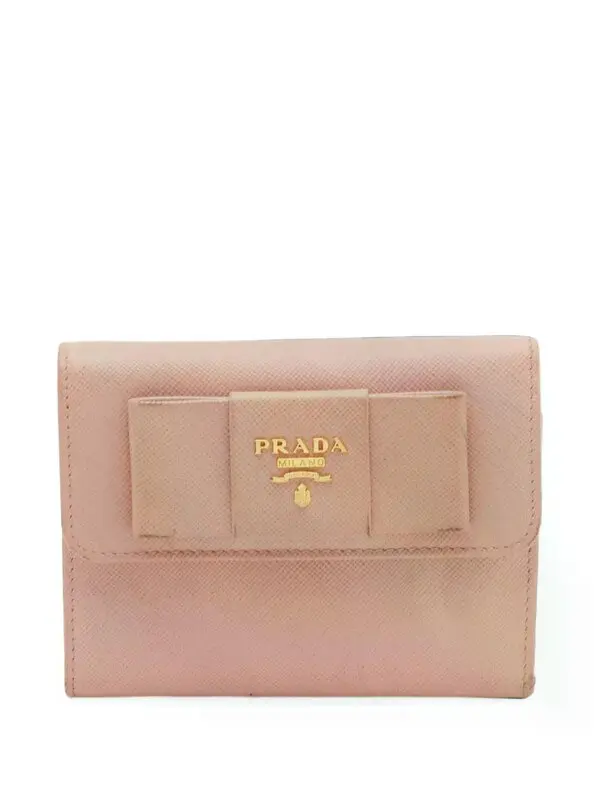 Prada Saffiano Leather Bow Wallet - Pink