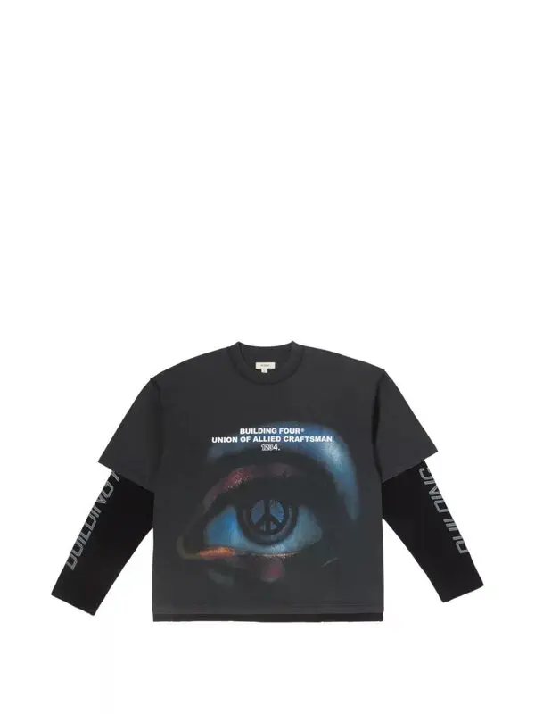 BLDG4 Graphic-print Layered-sleeve T-shirt