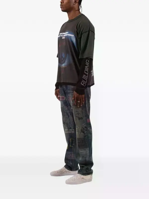 BLDG4 Graphic-print Layered-sleeve T-shirt