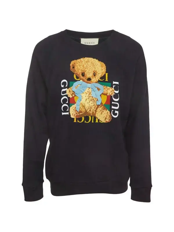 Gucci Bear-embroidery Sweatshirt - Blue