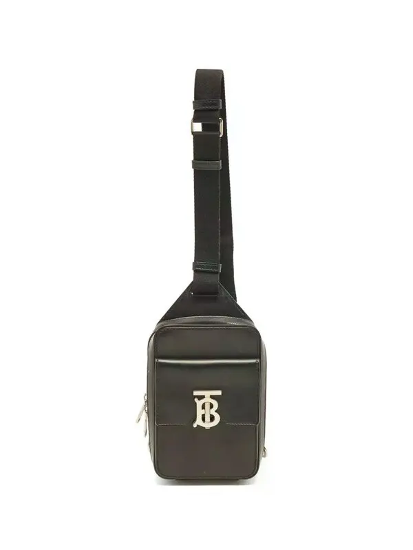 Burberry Tb Leather Crossbody Bag - Black