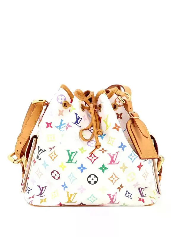 LOUIS VUITTON Petit Noe Handbag Monogram Multicolor Bucket Bag - White