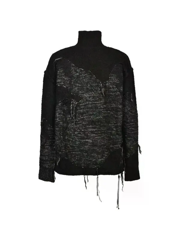 D HYGEN Intarsia-knit Distressed Sweater