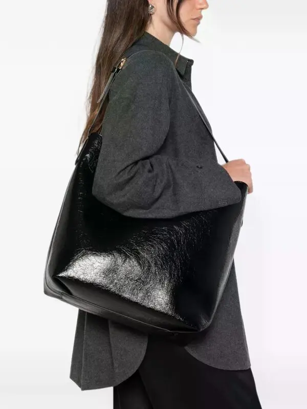 THEMOIRE Zoe Crinkled-finish Shoulder Bag