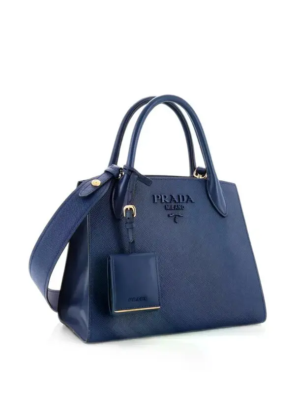 Prada Monochrome Saffiano With City Calf Small Tote Bag