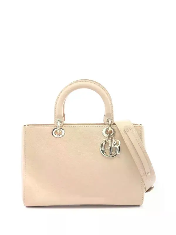Dior 2000-2026 Medium Grained Calfskin Lady D Sire Satchel - Neutrals