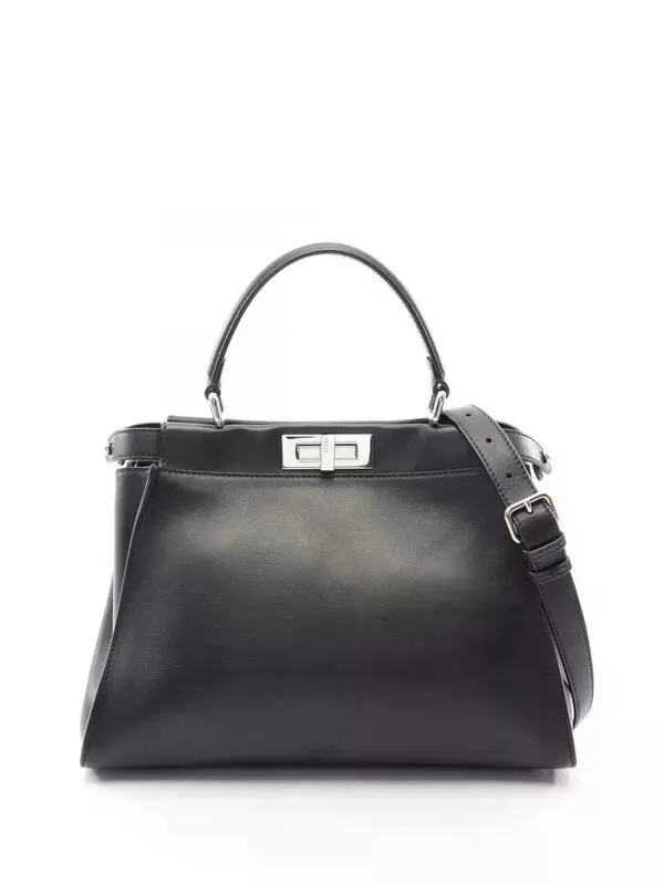 Fendi 2010-2026 Medium Leather Monster Peekaboo Iconic Satchel - Black