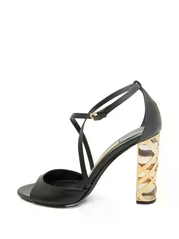 Burberry Ankle-strap Block-heel Sandals - Black