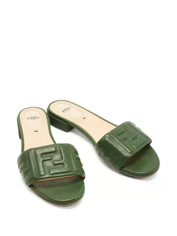 Fendi Ff Logo Sandals - Green