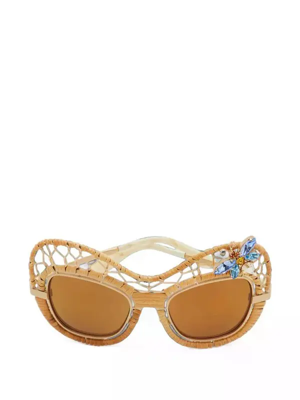 Dolce & Gabbana Dg2159 Crystal Butterfly Sunglasses - Brown