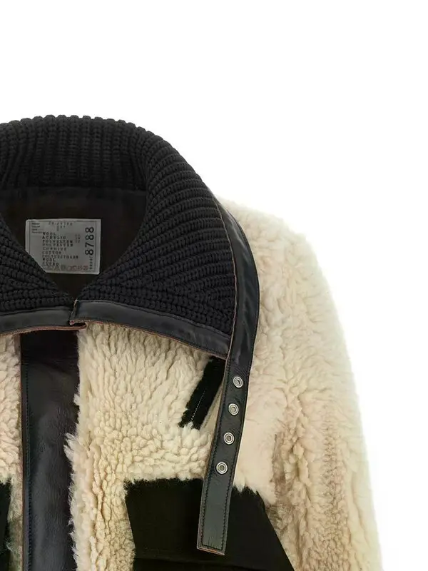 Sacai Shearling-effect Ribbed-knit Jacket