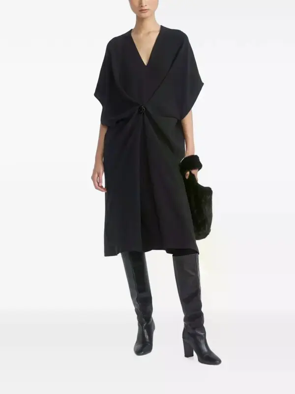 YVES SALOMON Draped Silk-crepe Midi Dress