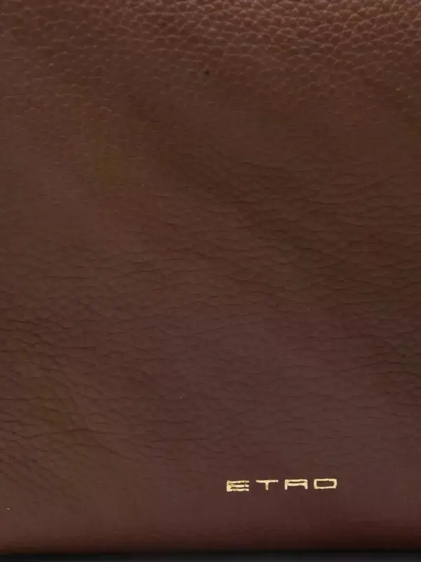 Etro Embossed-logo Pebbled Leather Shoulder Bag