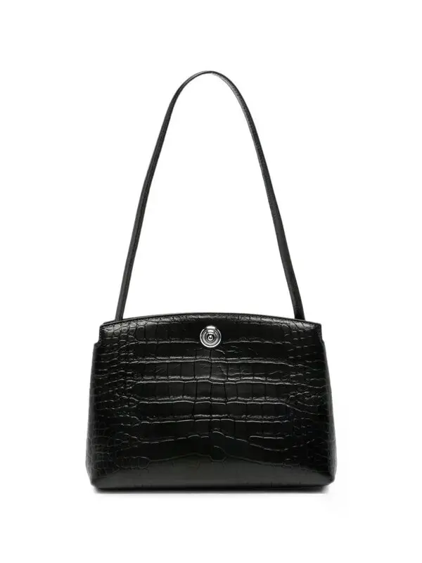 LIFFNER Croc-embossed Push-lock Shoulder Bag - Black