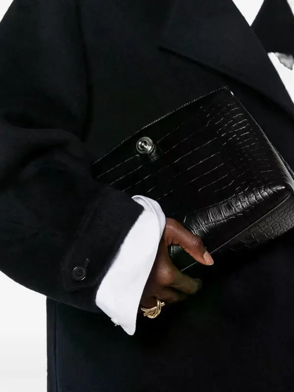 LIFFNER Croc-embossed Push-lock Shoulder Bag - Black