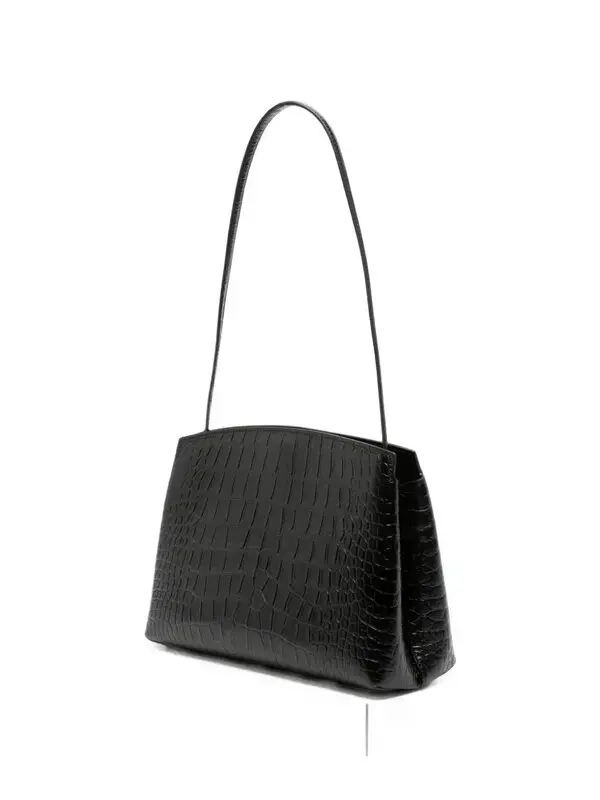LIFFNER Croc-embossed Push-lock Shoulder Bag - Black