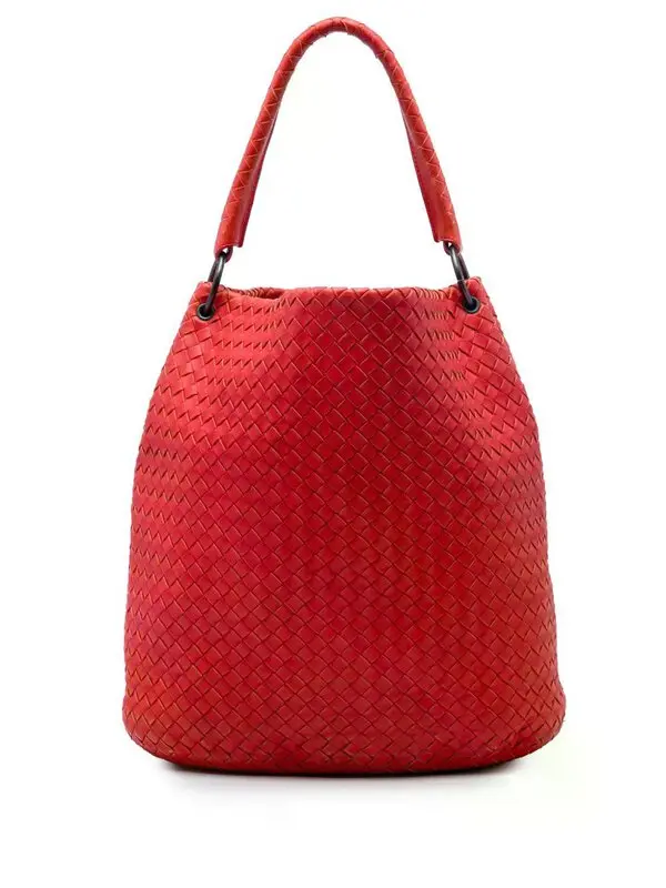 Bottega Veneta 2012-2026 Nappa Intrecciato Bucket Bag - Red