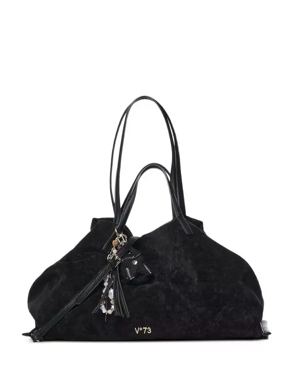 V°73 Jade Fringe-charm Shoulder Bag - Black