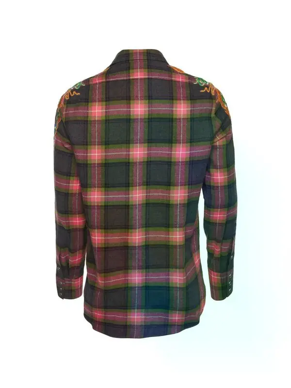 Gucci Dragon-embroidered Plaid Shirt